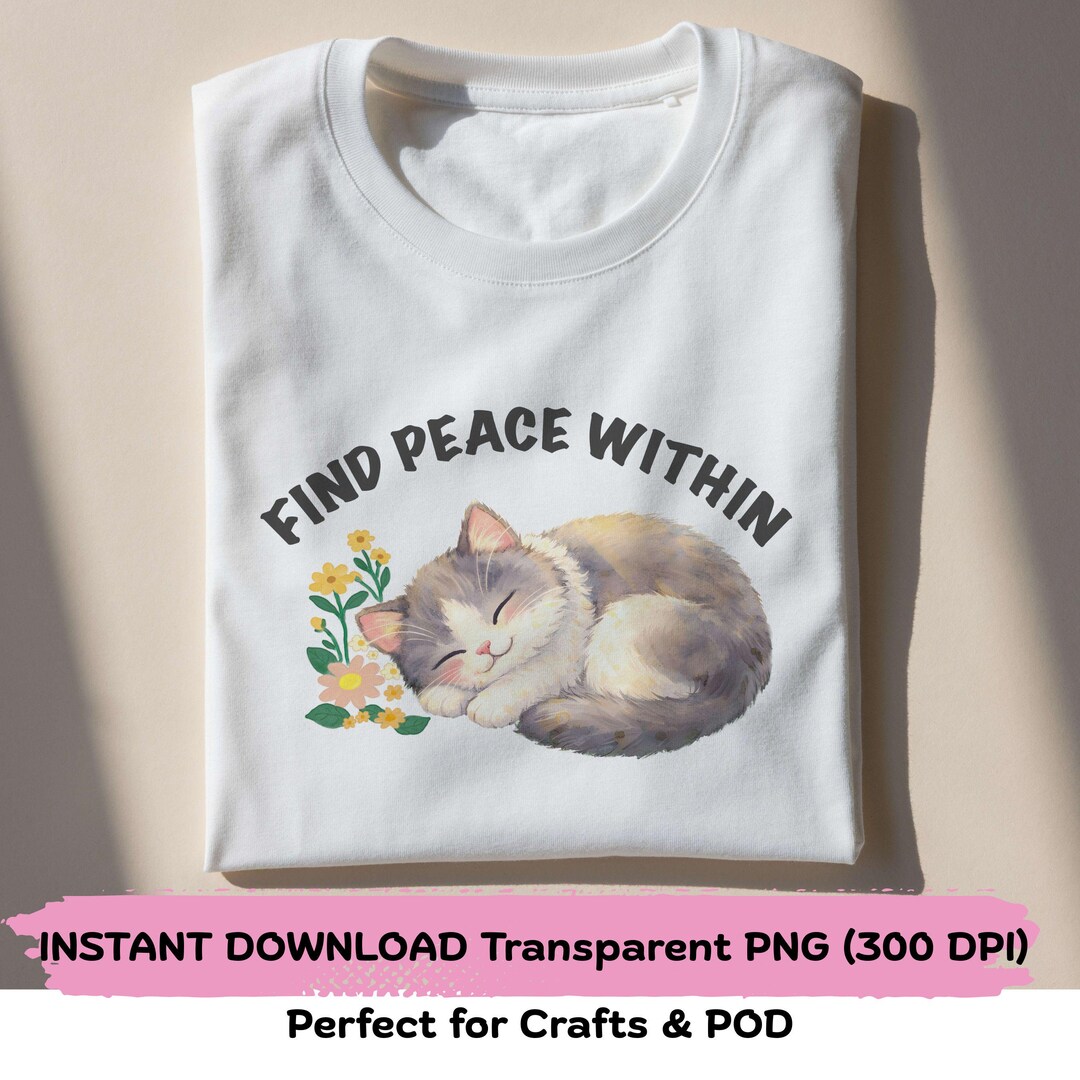 Watercolor Sleeping Cat PNG, Mindfulness Clipart (digital Download - Etsy
