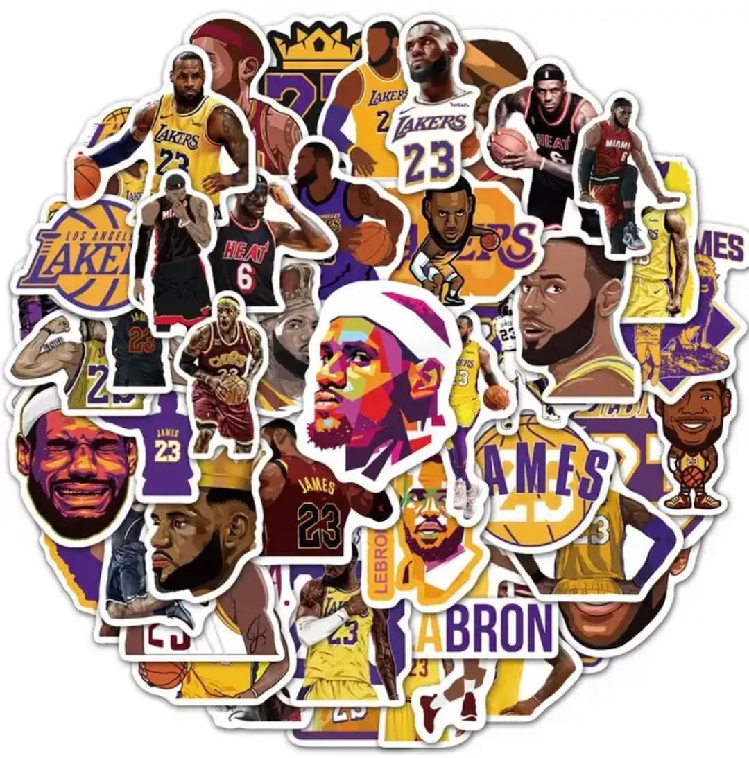 Lebron James 50 Pack Decal Stickers Custom Made Non Repeating Designs ...