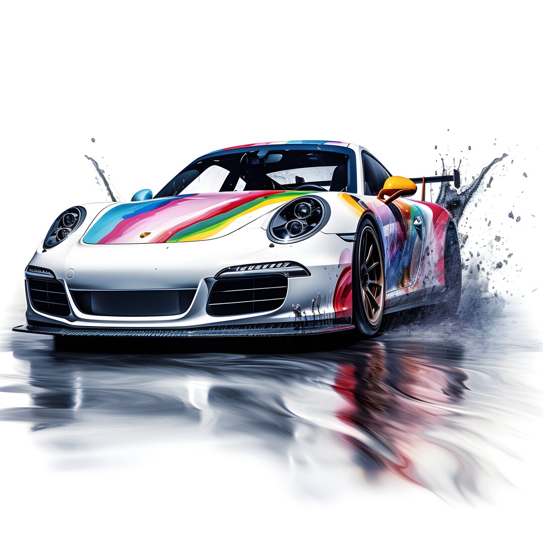 Portrait Customized, Artful Gift, Gift for Him, Porsche, Car Watercolor ...