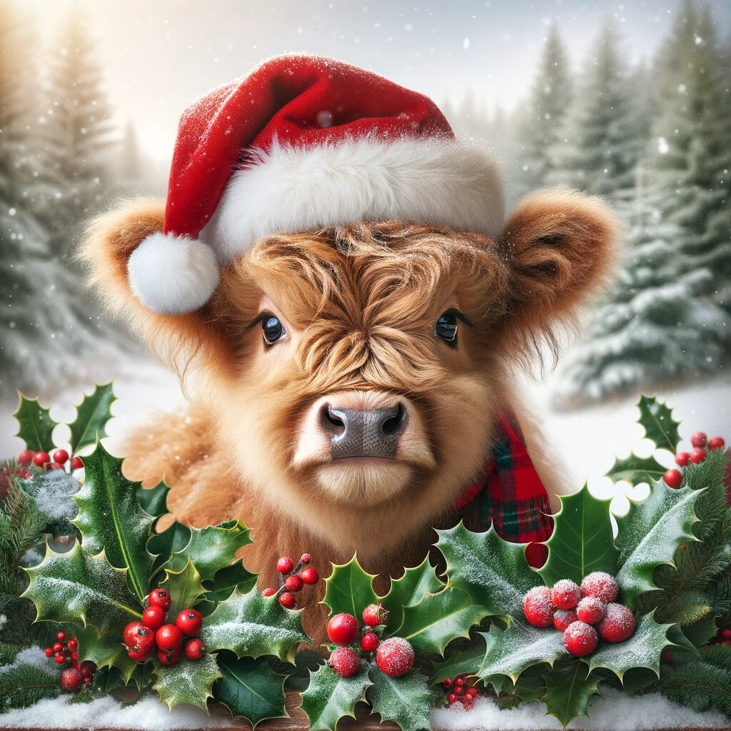 Baby Highland Cow Christmas 5 High-quality PNG, Sublimation Design ...