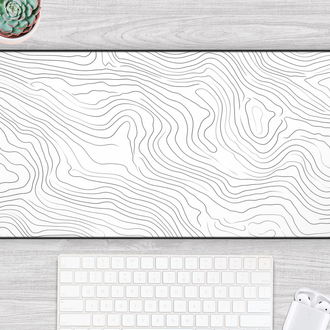 Minimalist Topographic Waves Desk Mat Topographic Desk Mat, Minimalist ...
