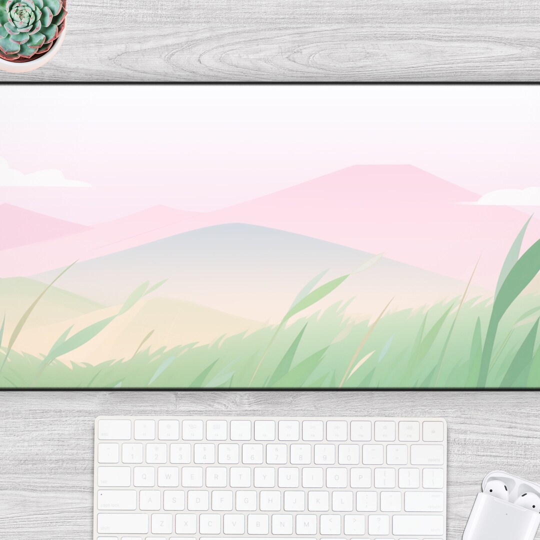 Minimalist Landscape Desk Mat Lofi Desk Mat, Pastel Desk Mat, Cute Desk ...