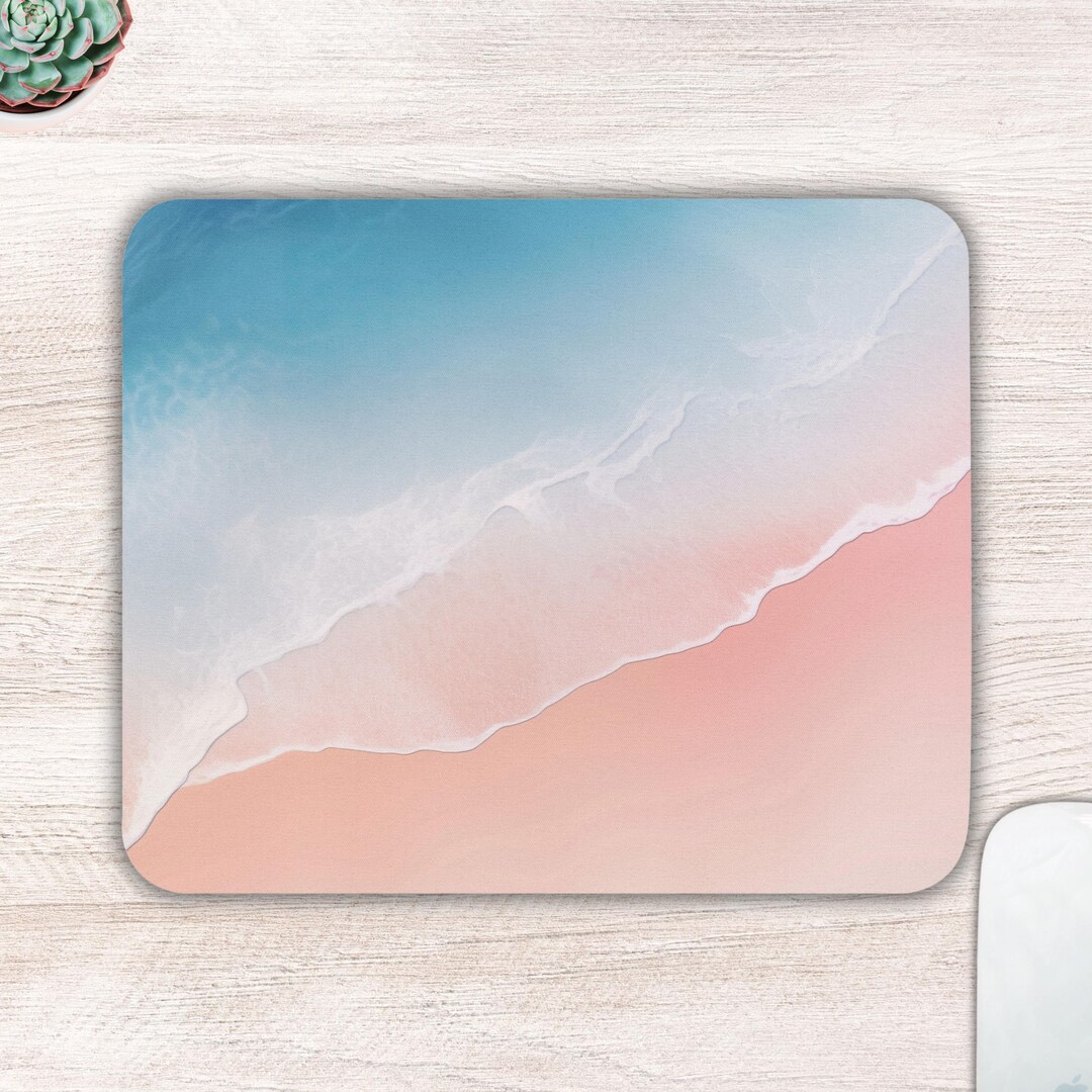 Serene Pink Sands Mouse Pad | Beach Desk Mat, Ocean Mouse Pad, Cute ...