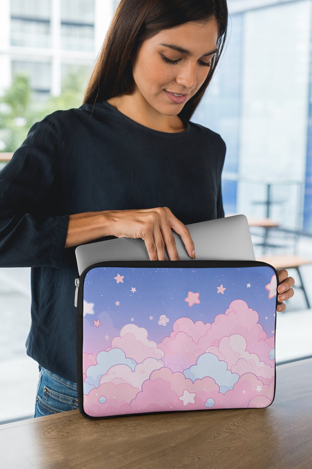 Cute Cotton Candy Clouds Laptop Sleeve Pastel Laptop Sleeve, Cute ...