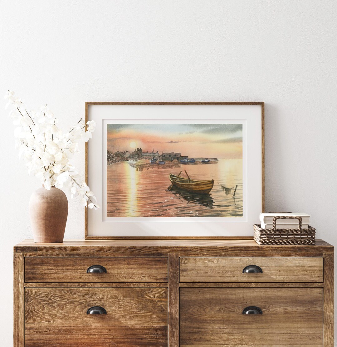 Beadnell Bay Watercolor Art Print: Northumberland Coastal Scene - Etsy