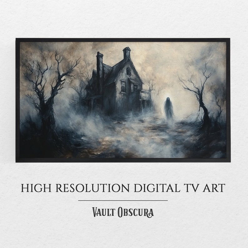 Haunted House Ghost Art: Spooky Frame TV Digital Download - Etsy