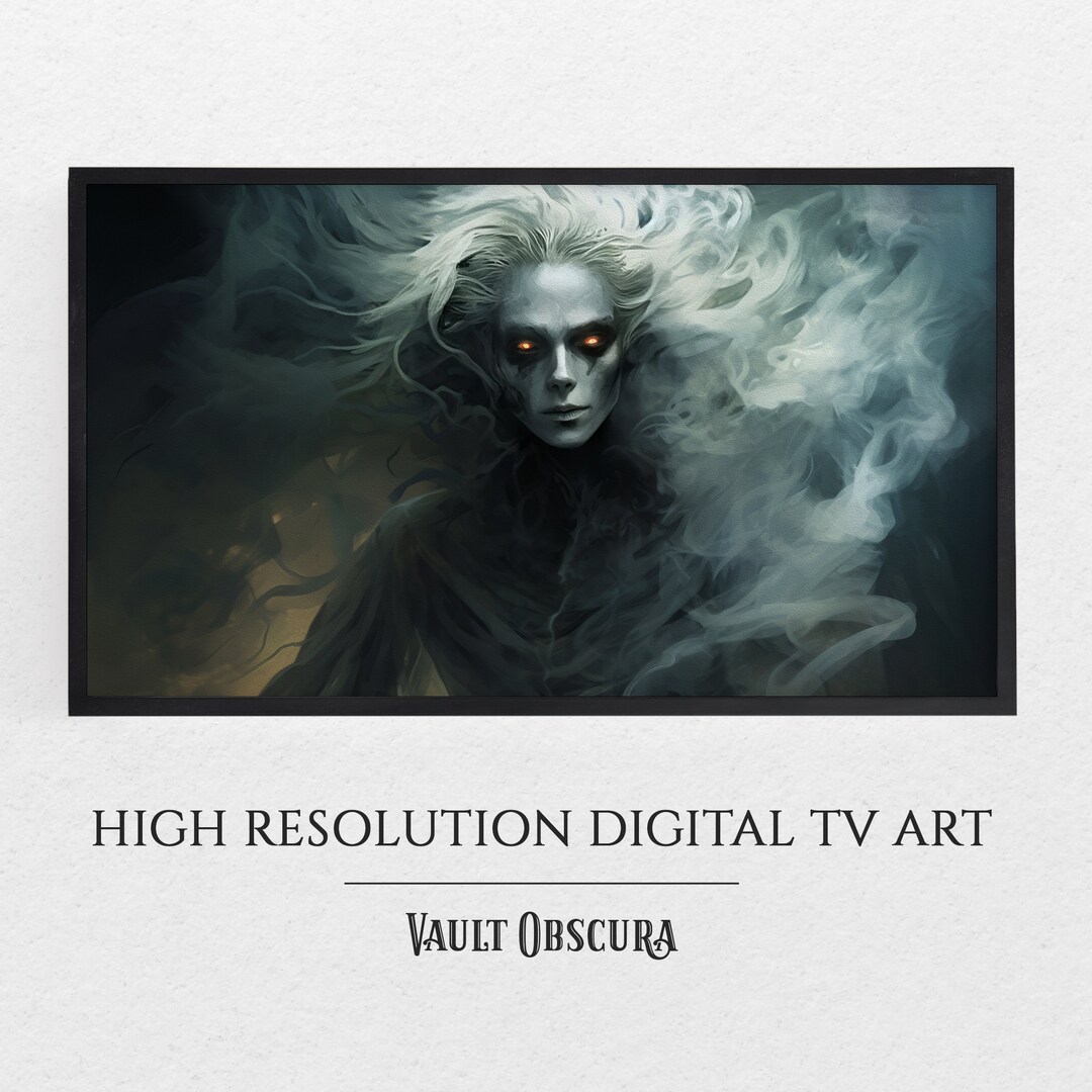 Halloween Frame TV Art | Haunting Ghost Design | Ghost With Red Glowing ...