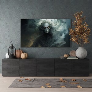 Halloween Frame TV Art | Haunting Ghost Design | Ghost With Red Glowing ...