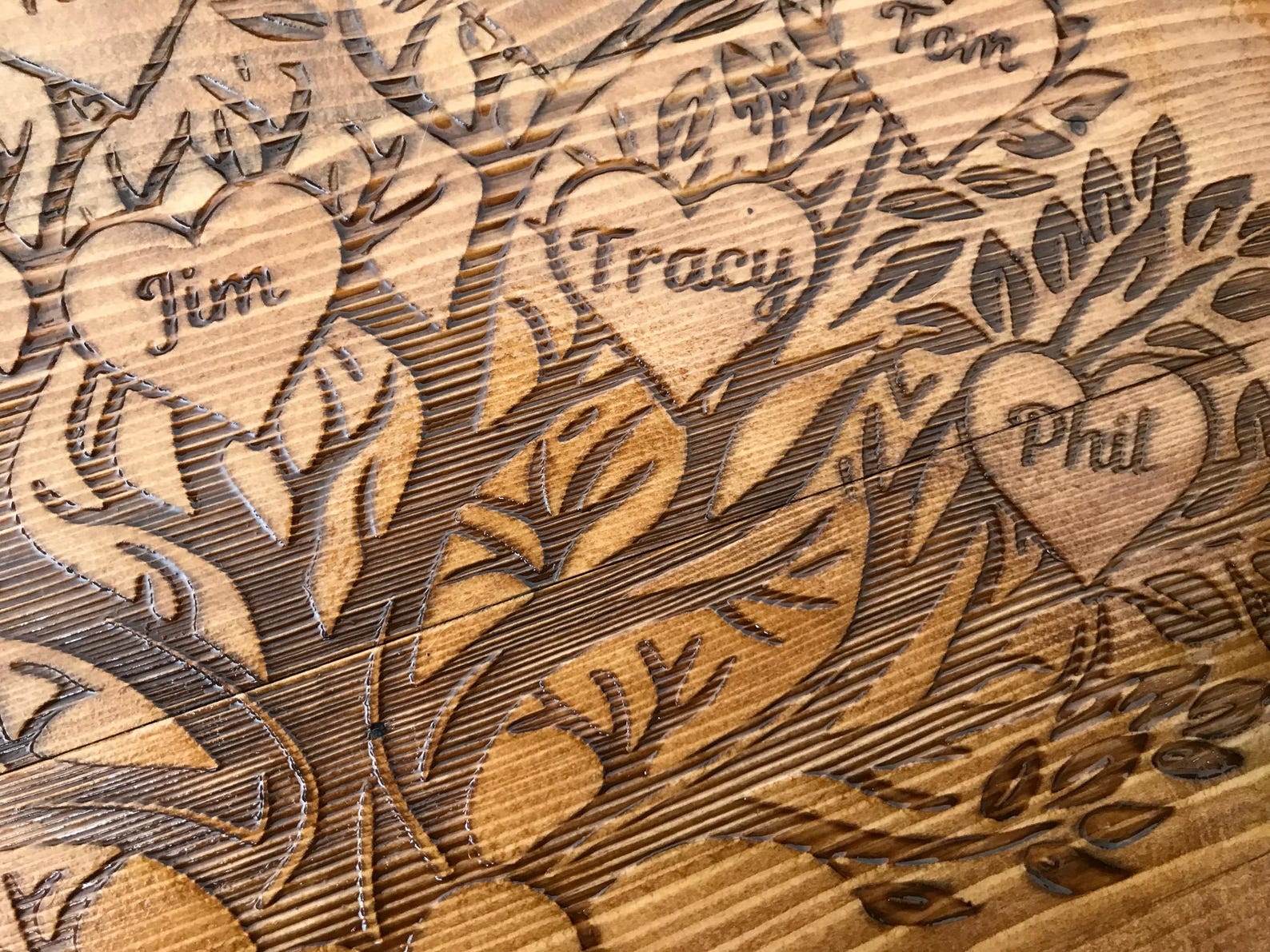 Stunning Personalised Family Tree Engraving on Solid Pine. Ideal Gift ...