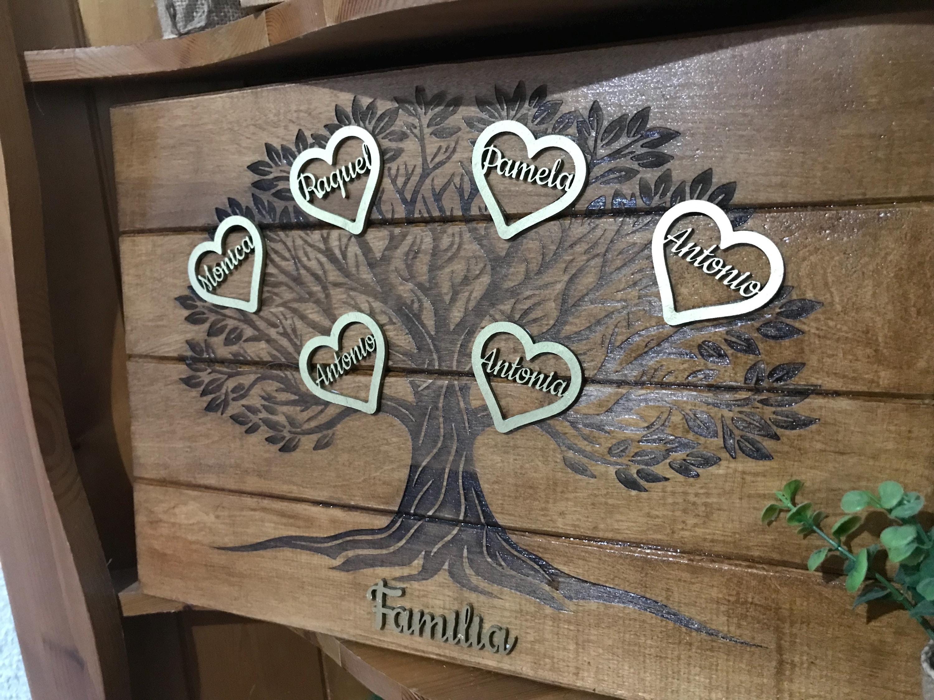 Stunning Personalised Family Tree Engraving on RECYCLED Wood. Ideal ...