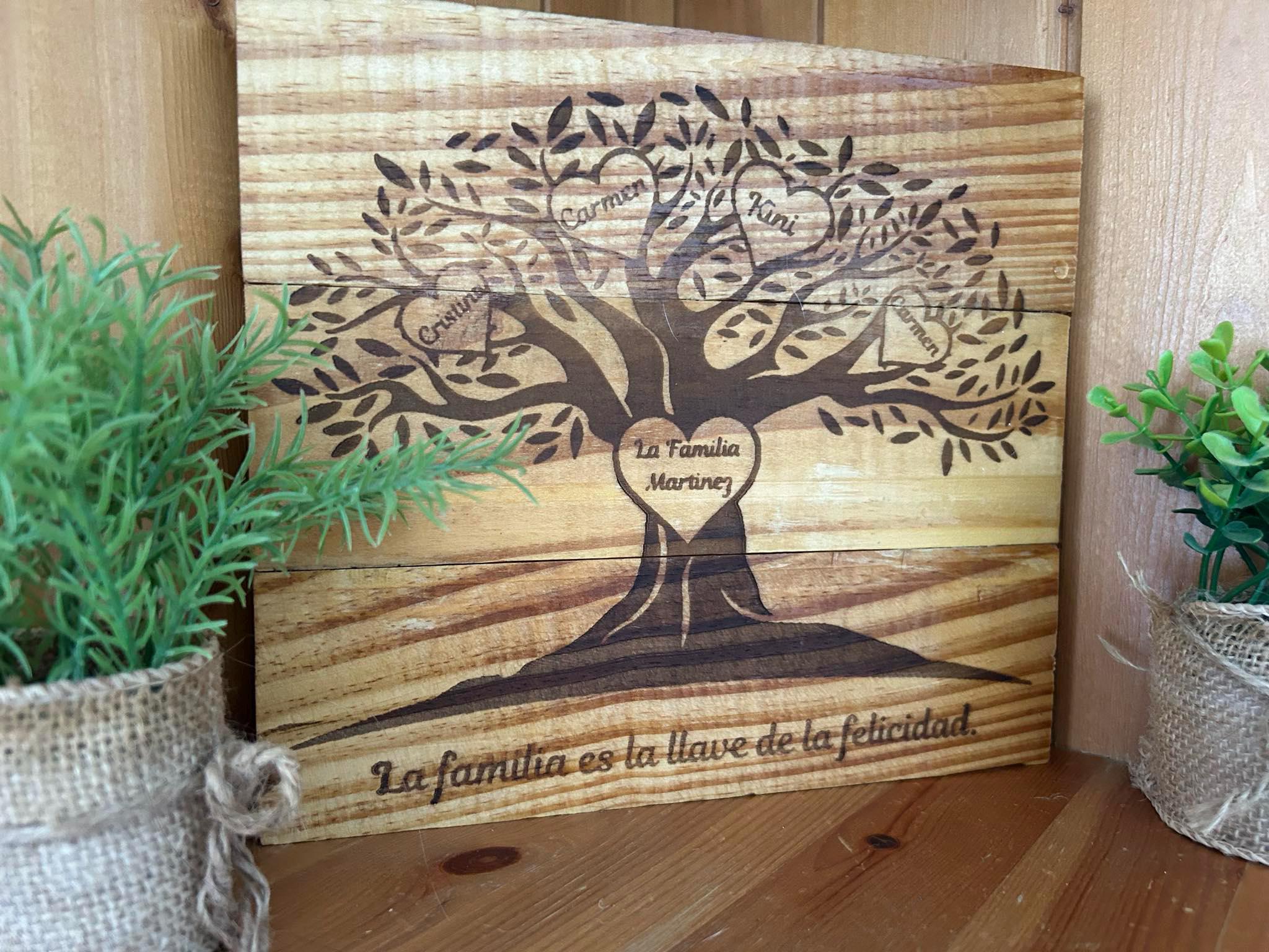 Stunning Personalised Family Tree Engraving on RECYCLED Wood. Ideal ...