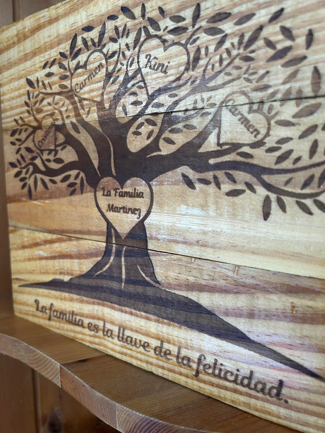 Stunning Personalised Family Tree Engraving on RECYCLED Wood. Ideal ...