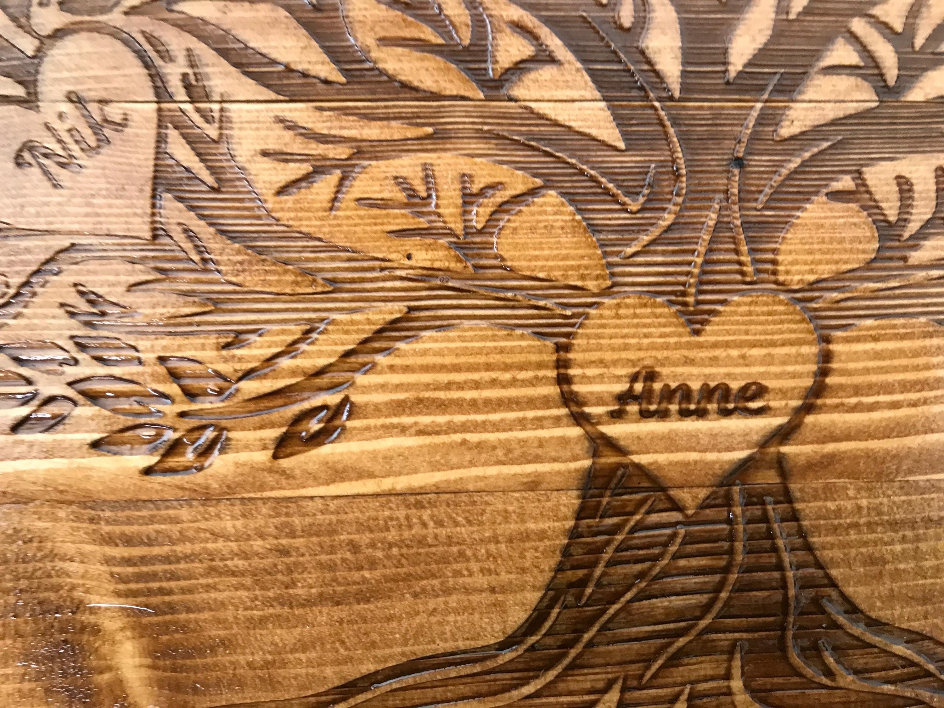 Stunning Personalised Family Tree Engraving on Solid Pine. Ideal Gift ...
