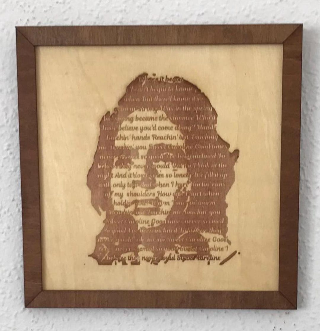 Neil Diamond Portrait With Lyrics Set on Wood 30x30 Sweet Caroline ...
