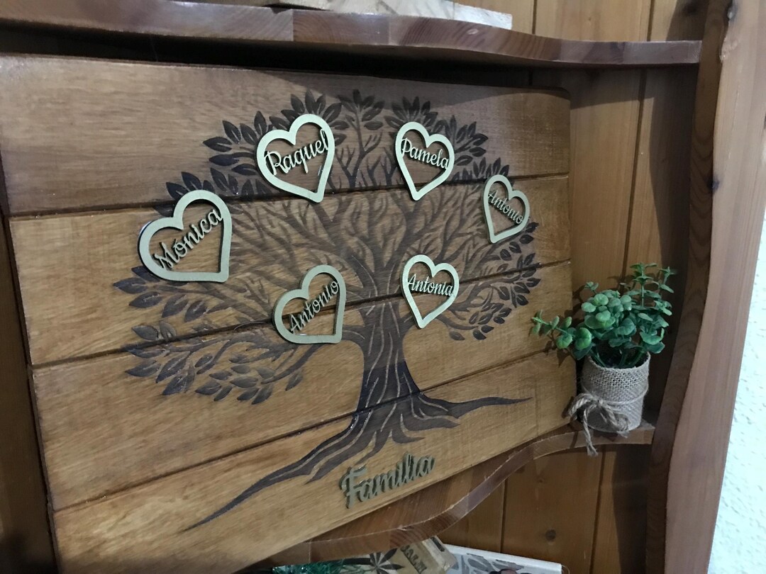 Stunning Personalised Family Tree Engraving on RECYCLED Wood. Ideal ...