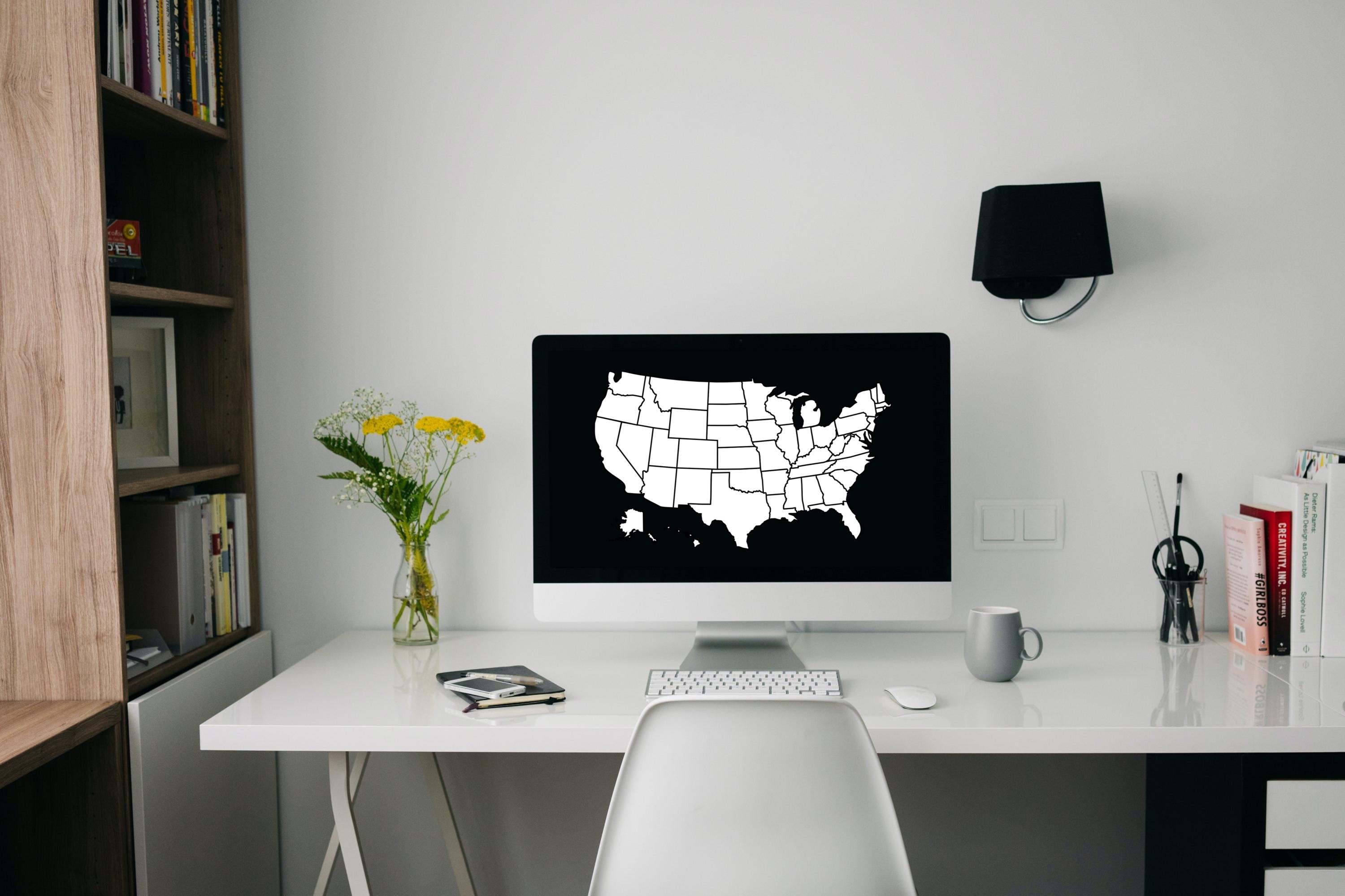 United States Map With State Borders Print, United States Map Wall Art ...