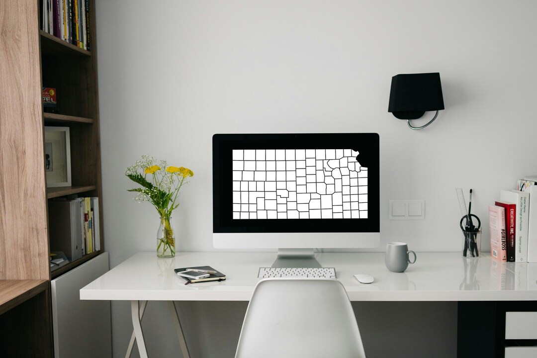 Kansas State Map With County Borders Print, Kansas State Map Wall Art ...