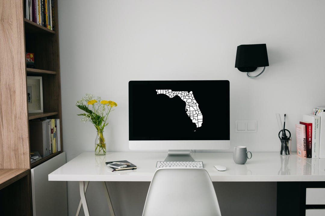 Florida State Map With County Borders Print, Florida State Map Wall Art ...