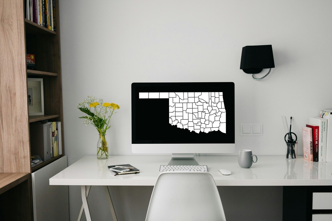 Oklahoma State Map With County Borders Print, Oklahoma State Map Wall ...