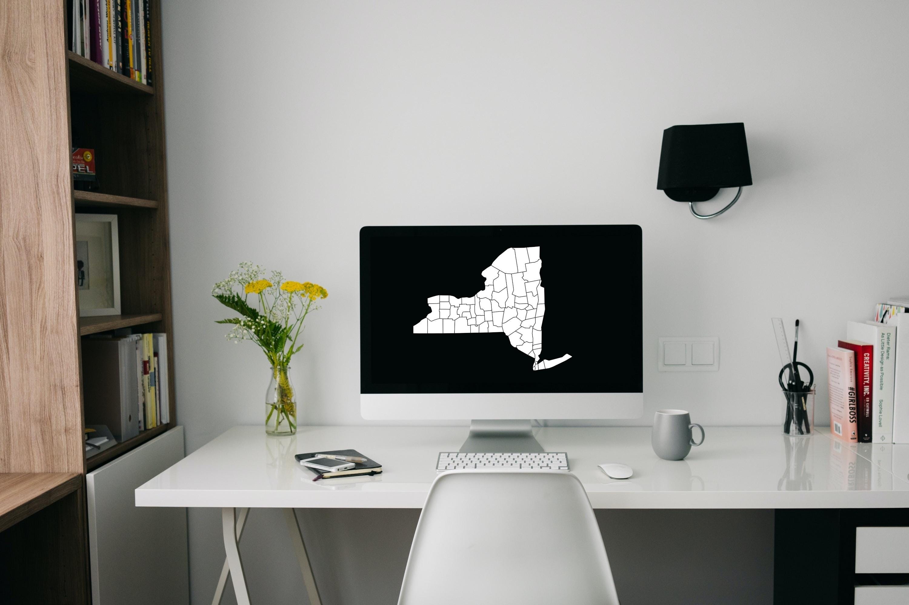New York State Map With County Borders Print, New York State Map Wall ...