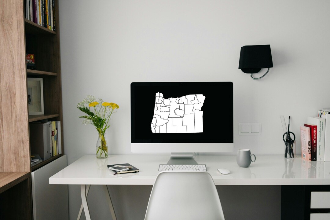 Oregon State Map With County Borders Print, Oregon State Map Wall Art ...