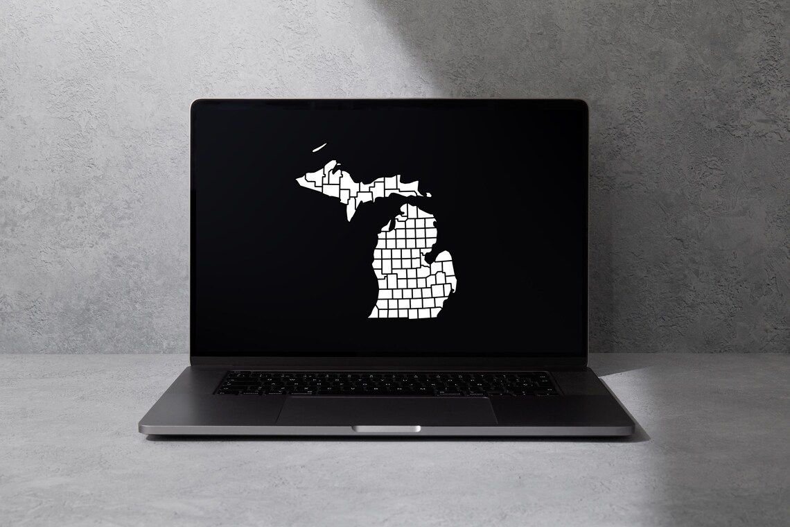 Michigan State Map With County Borders Print, Michigan State Map Wall ...