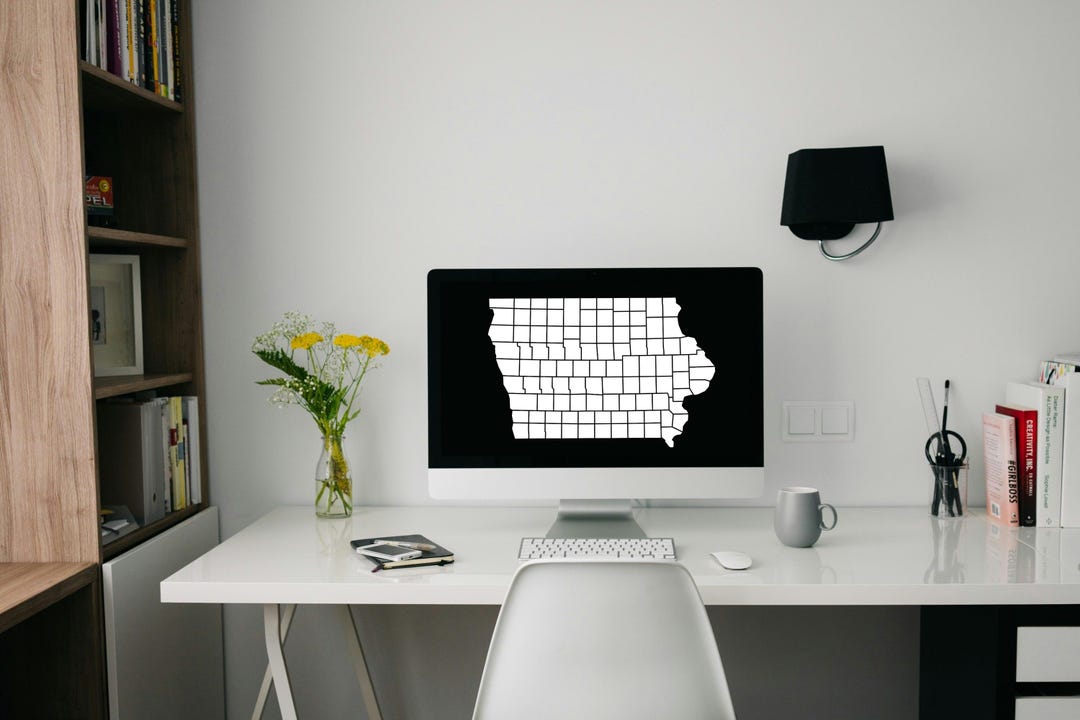 Iowa State Map With County Borders Print, Iowa State Map Wall Art Print ...