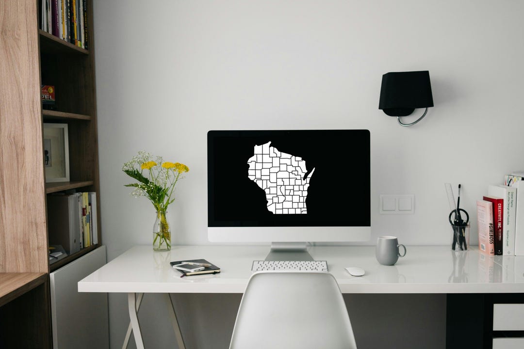 Wisconsin State Map With County Borders Print, Wisconsin State Map Wall ...