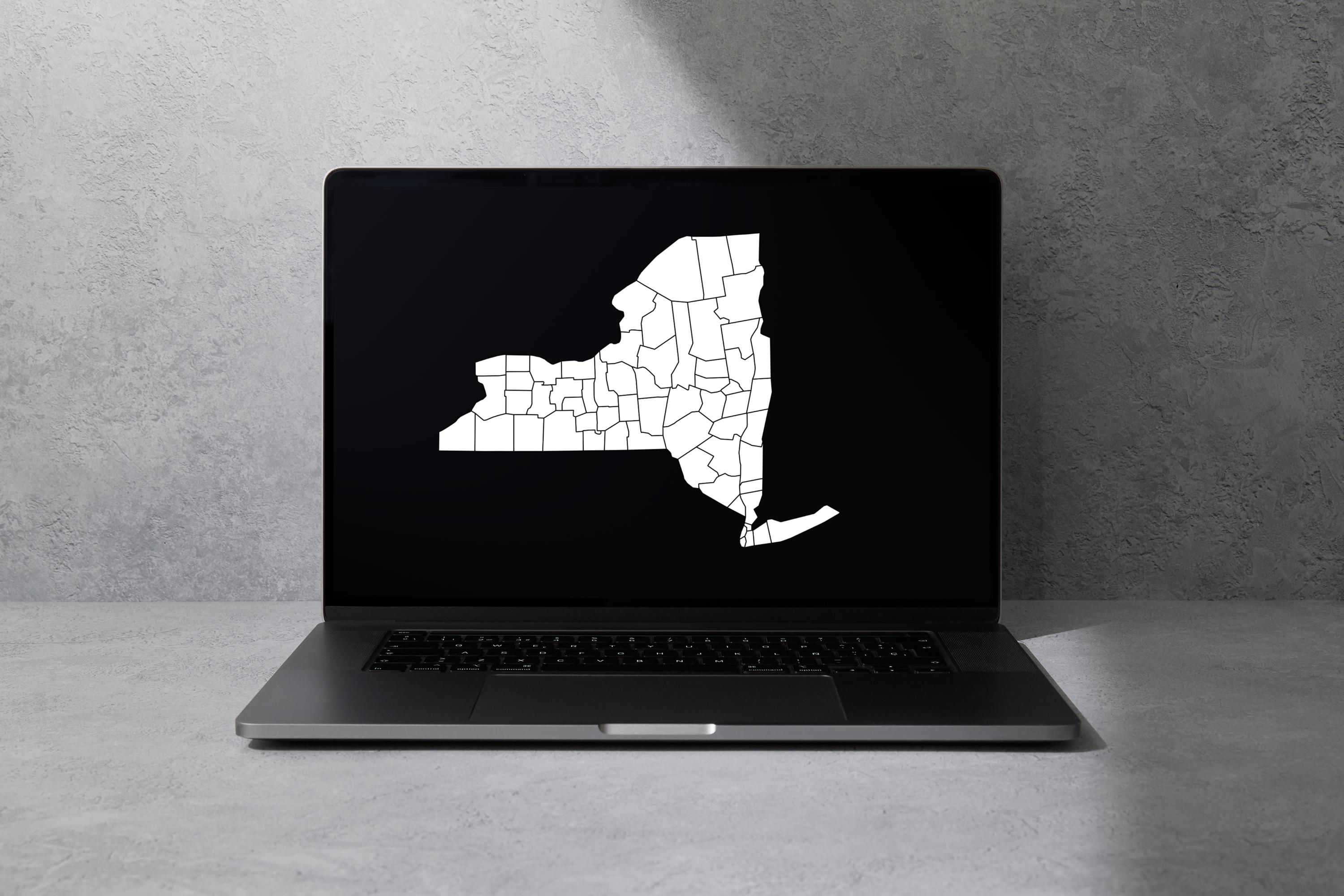 New York State Map With County Borders Print, New York State Map Wall ...