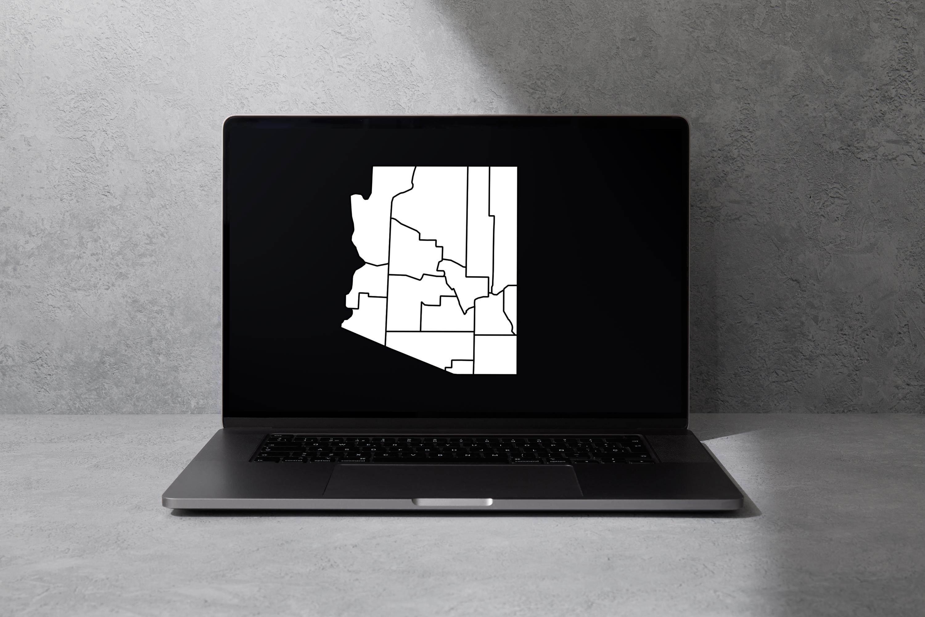 Arizona State Map With County Borders Print, Arizona State Map Wall Art ...