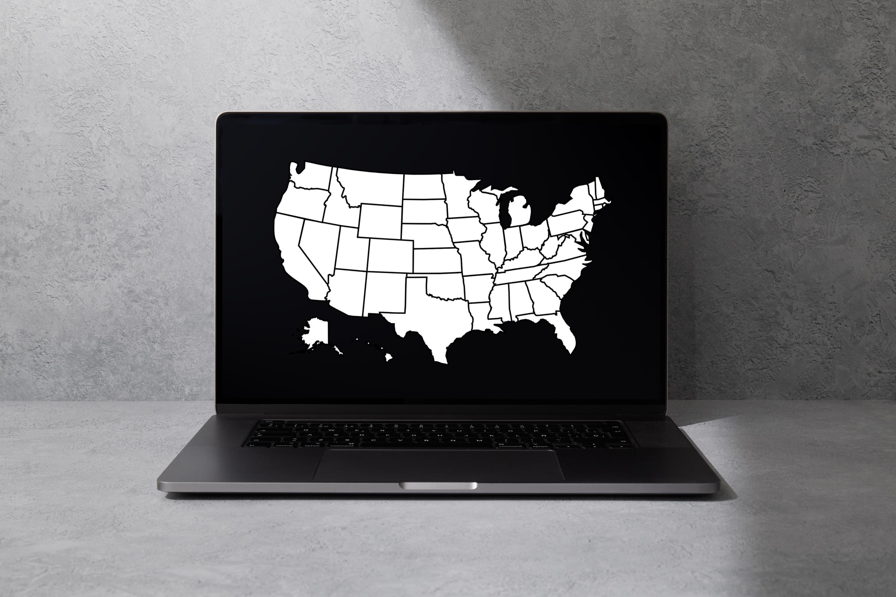 United States Map With State Borders Print, United States Map Wall Art ...