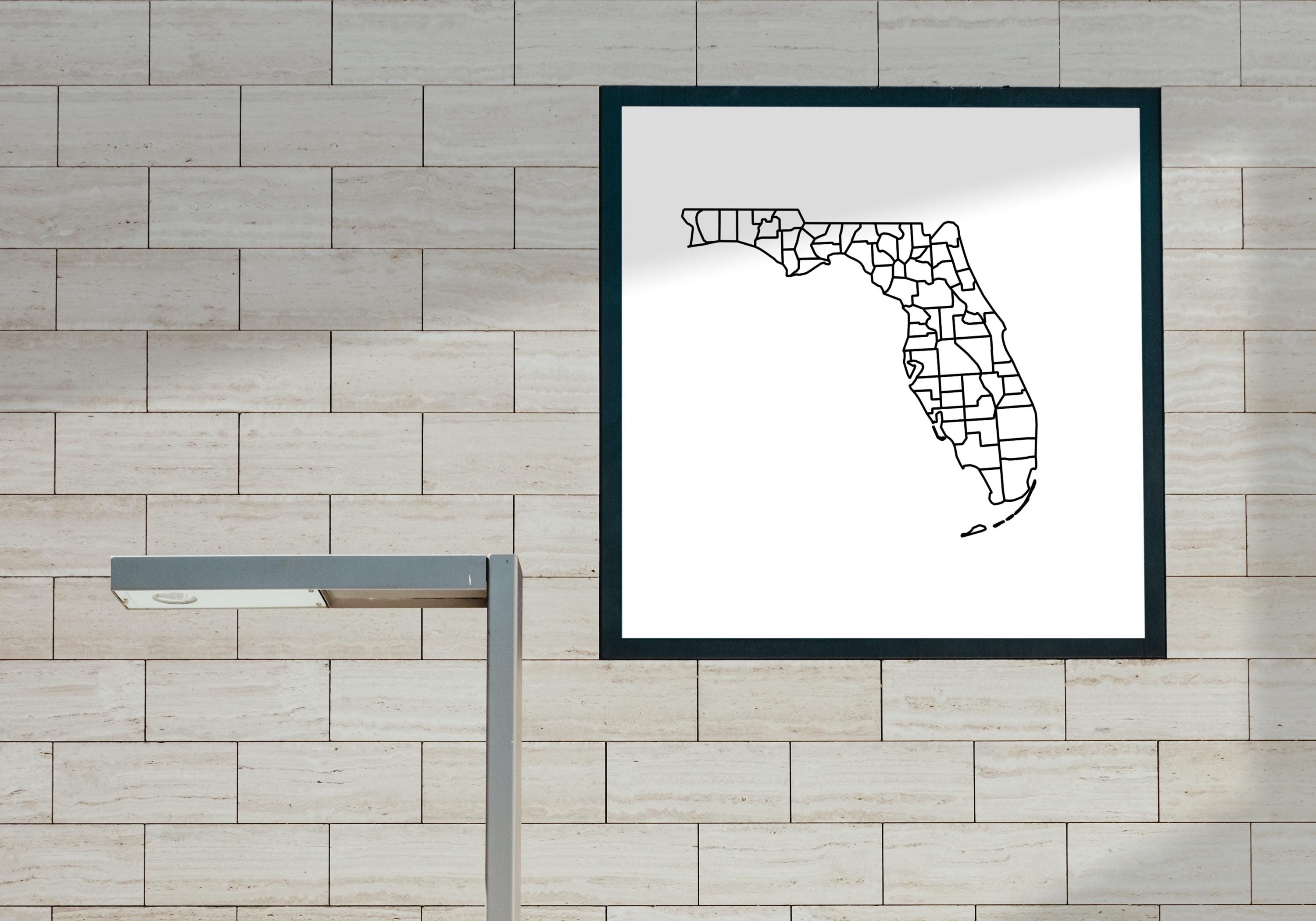 Florida State Map With County Borders Print, Florida State Map Wall Art ...