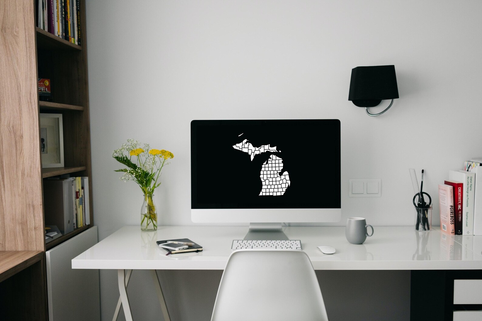 Michigan State Map With County Borders Print, Michigan State Map Wall ...