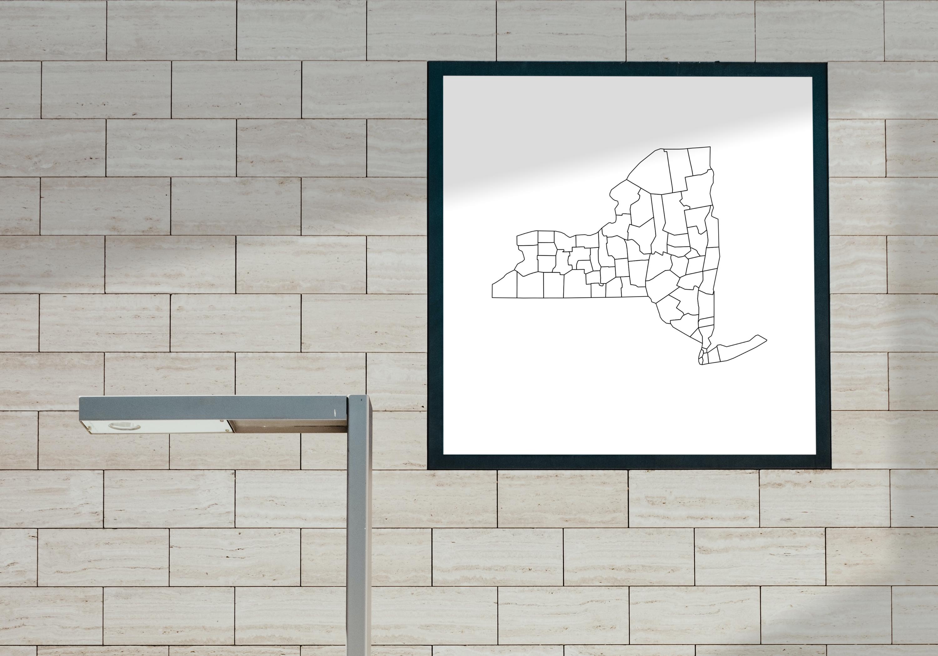 New York State Map With County Borders Print, New York State Map Wall ...
