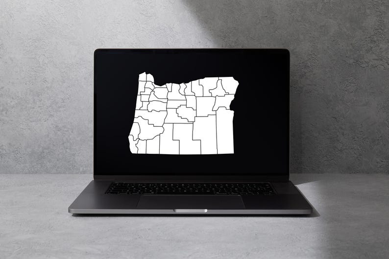 Oregon State Map With County Borders Print, Oregon State Map Wall Art ...