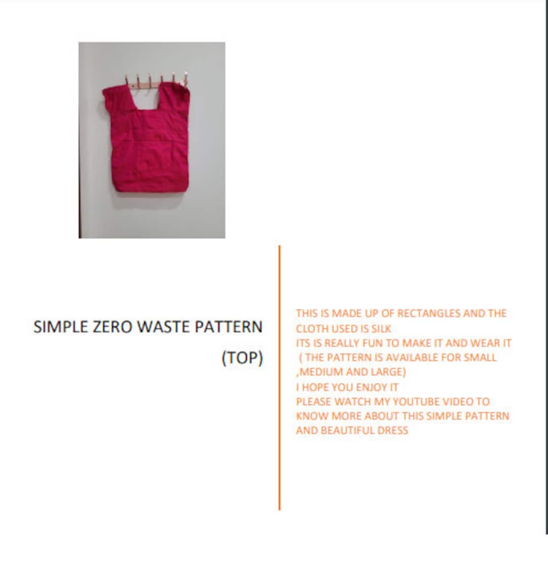 Simple ZERO Waste Pintuck Top Sewing Pattern - Etsy