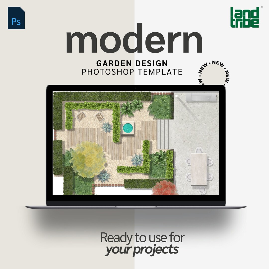 MODERN Garden Design Photoshop Template Plan: Landscape Architecture ...