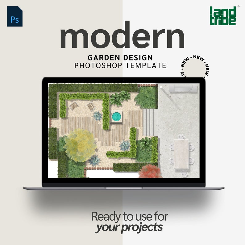 MODERN Garden Design Photoshop Template Plan: Landscape Architecture ...