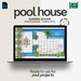 POOL HOUSE Garden Design Photoshop Template Plan: Landscape ...