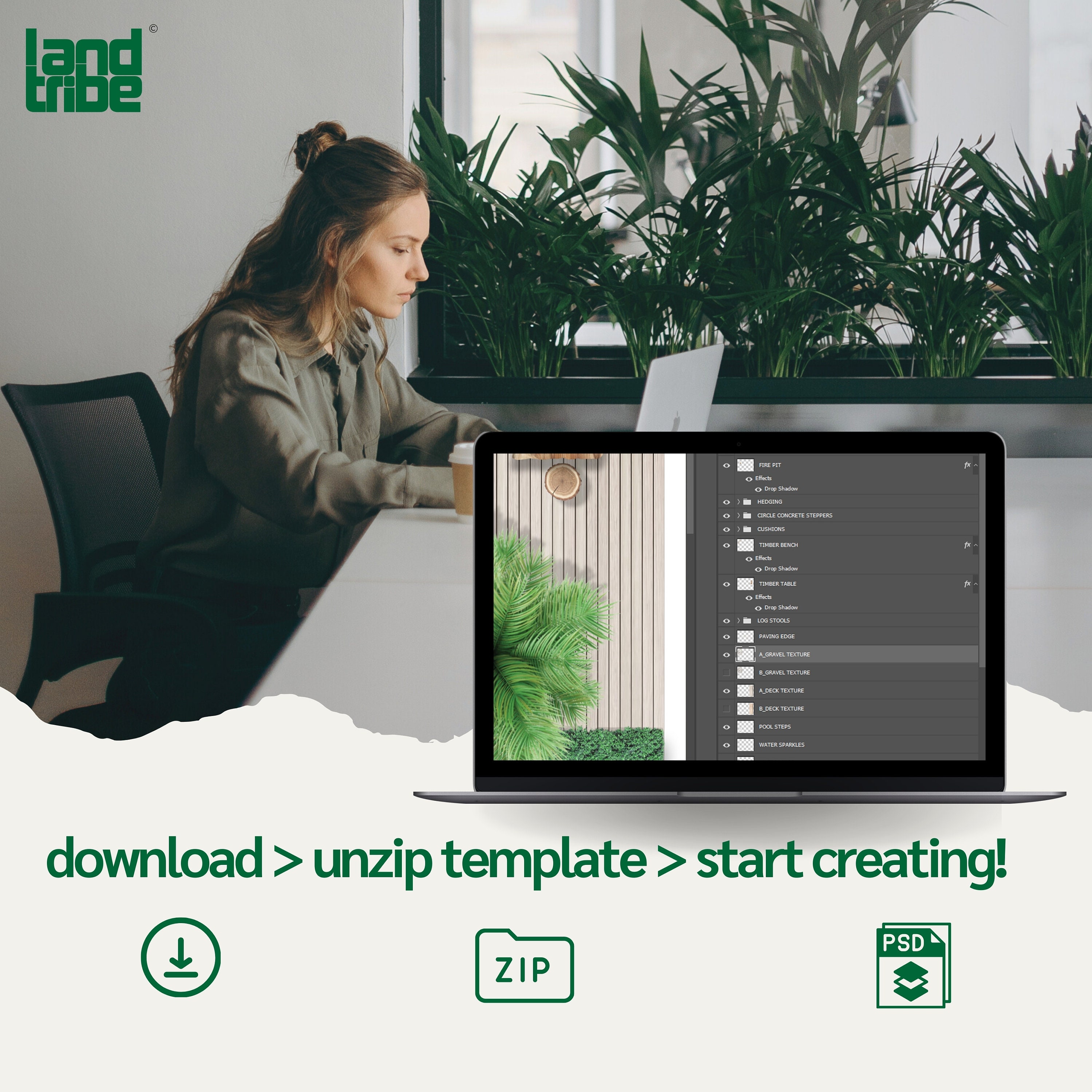 ISLAMIC Garden Design Photoshop Template Plan: Landscape Architecture ...