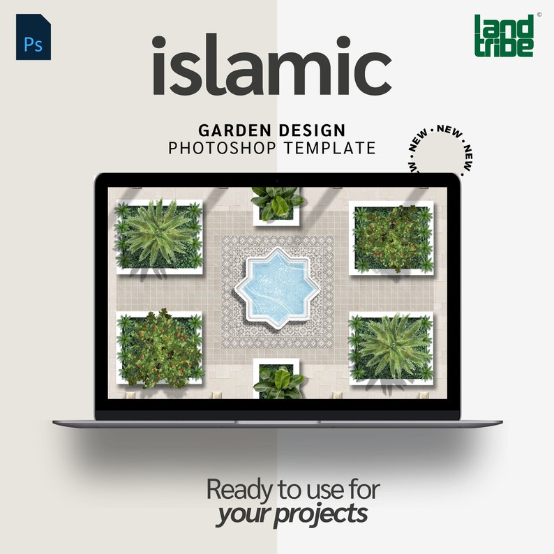 ISLAMIC Garden Design Photoshop Template Plan: Landscape Architecture ...