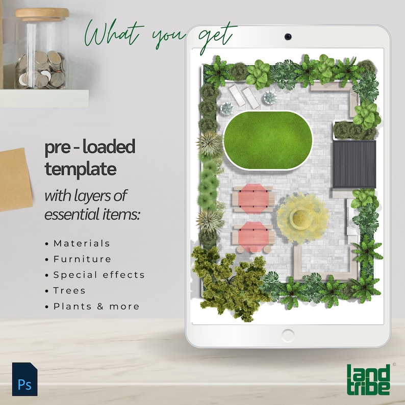 ROOFTOP TERRACE Garden Design Photoshop Template Plan: Landscape ...