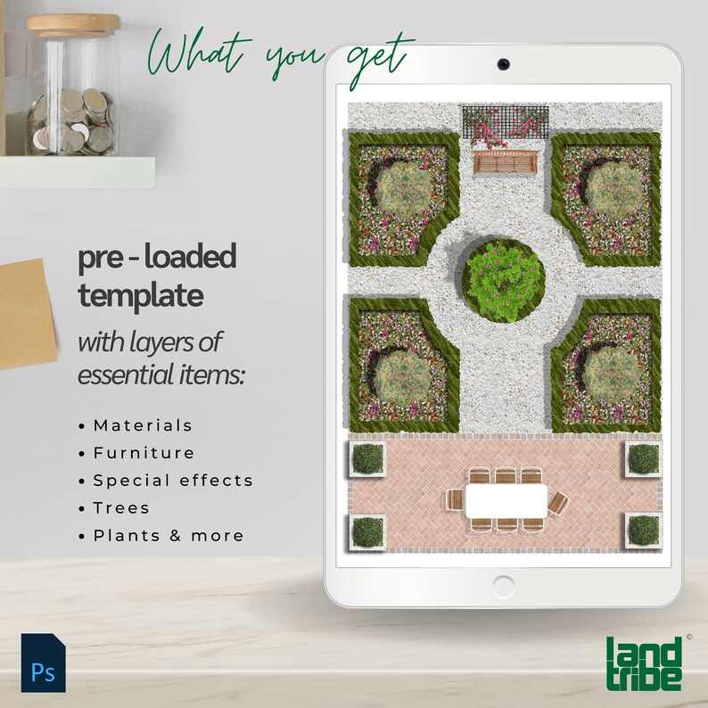 ENGLISH Garden Design Photoshop Template Plan: Landscape Architecture ...