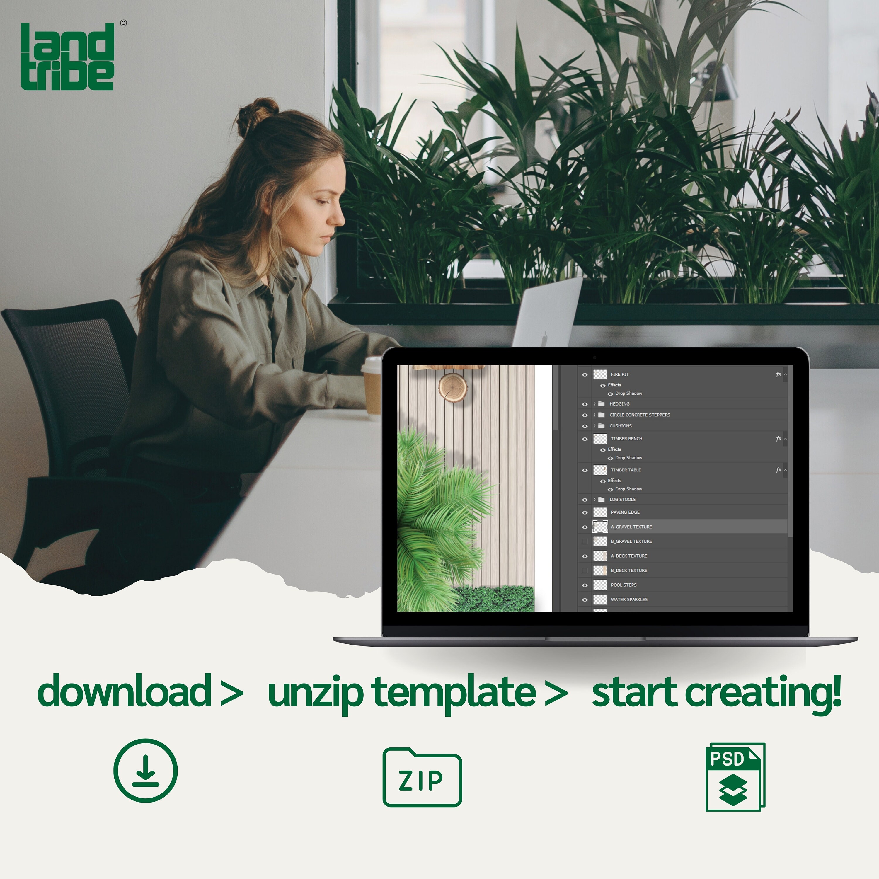 XERISCAPE DESERT DROUGHT Garden Design Photoshop Template Plan ...