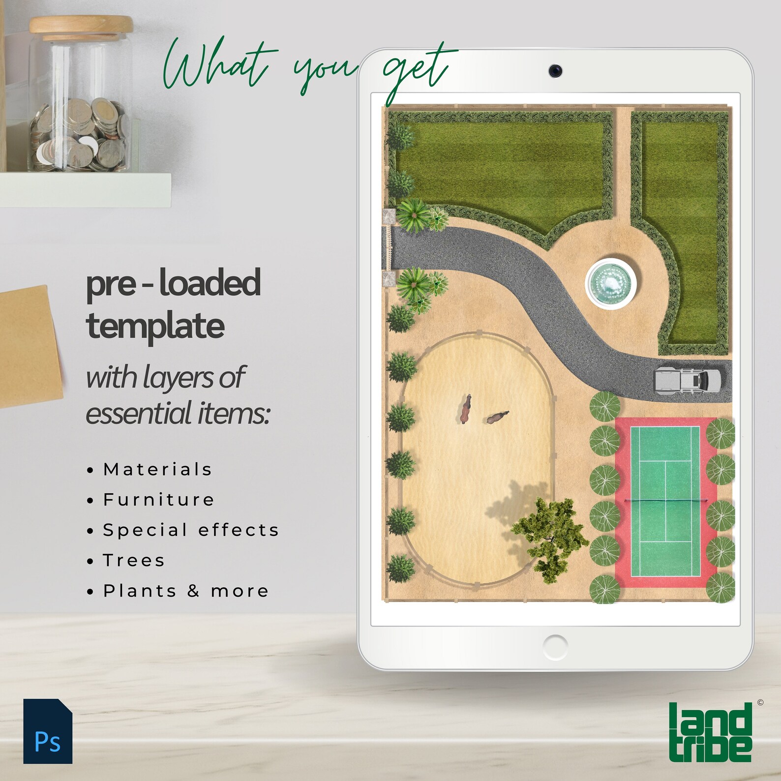 RANCH Garden Design Photoshop Template Plan: Landscape Architecture ...