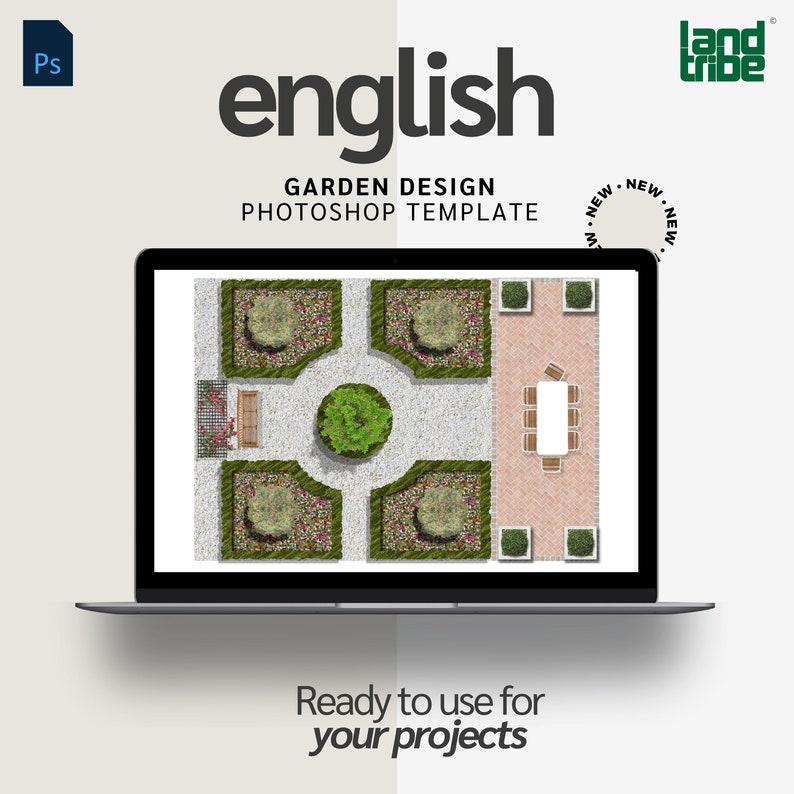 ENGLISH Garden Design Photoshop Template Plan: Landscape Architecture ...
