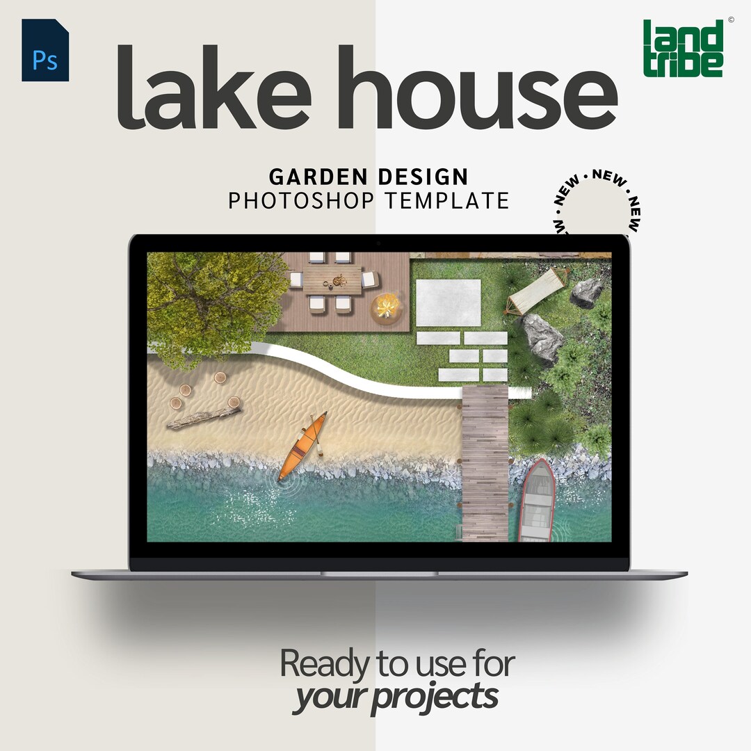 LAKE HOUSE Garden Design Photoshop Template Plan: Landscape ...