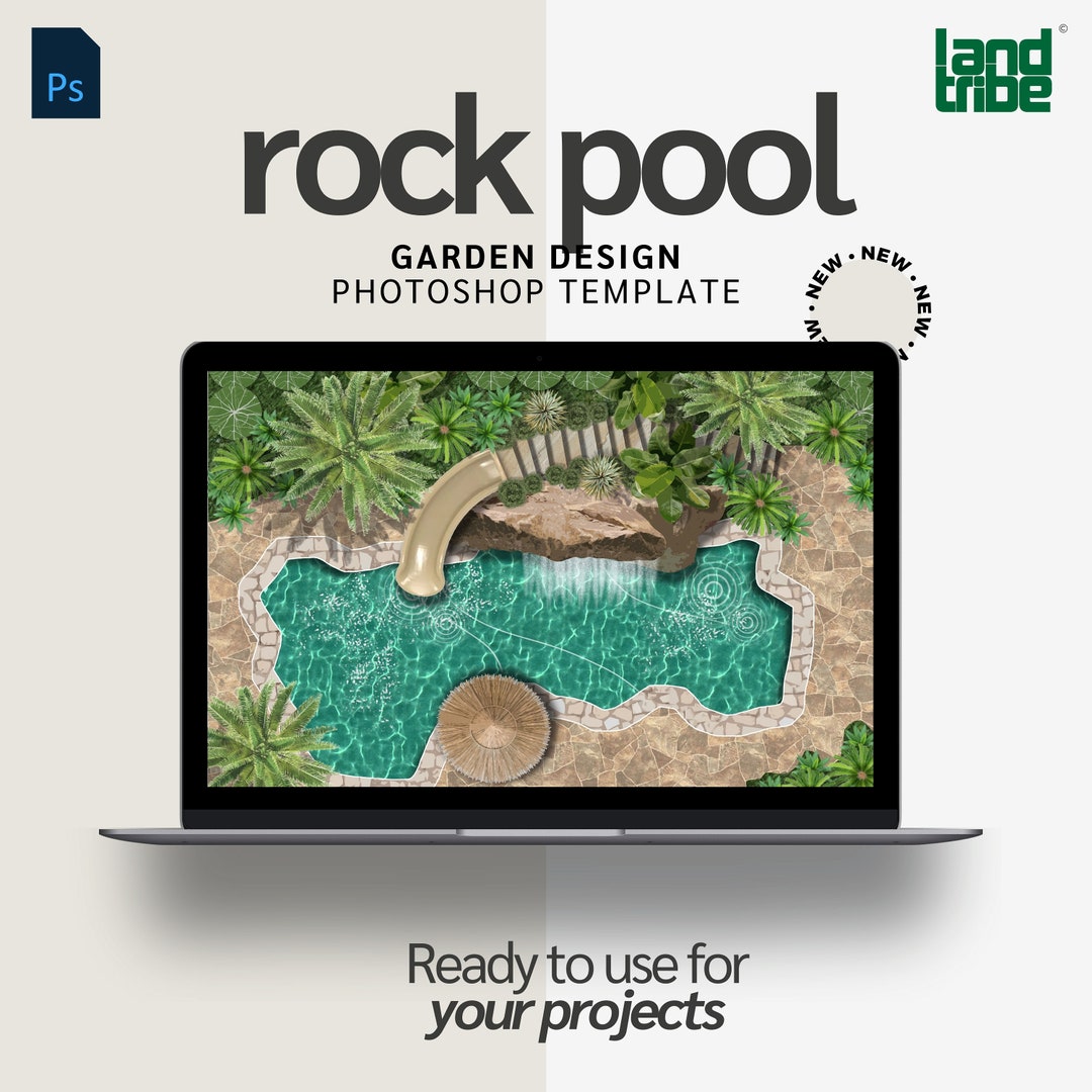 POOL HOUSE TEXAS Garden Design Photoshop Template Plan: Landscape ...