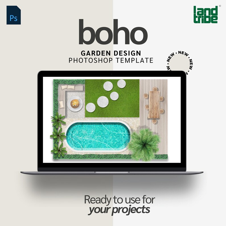 BOHO Garden Design Photoshop Template Plan: Landscape Architecture ...