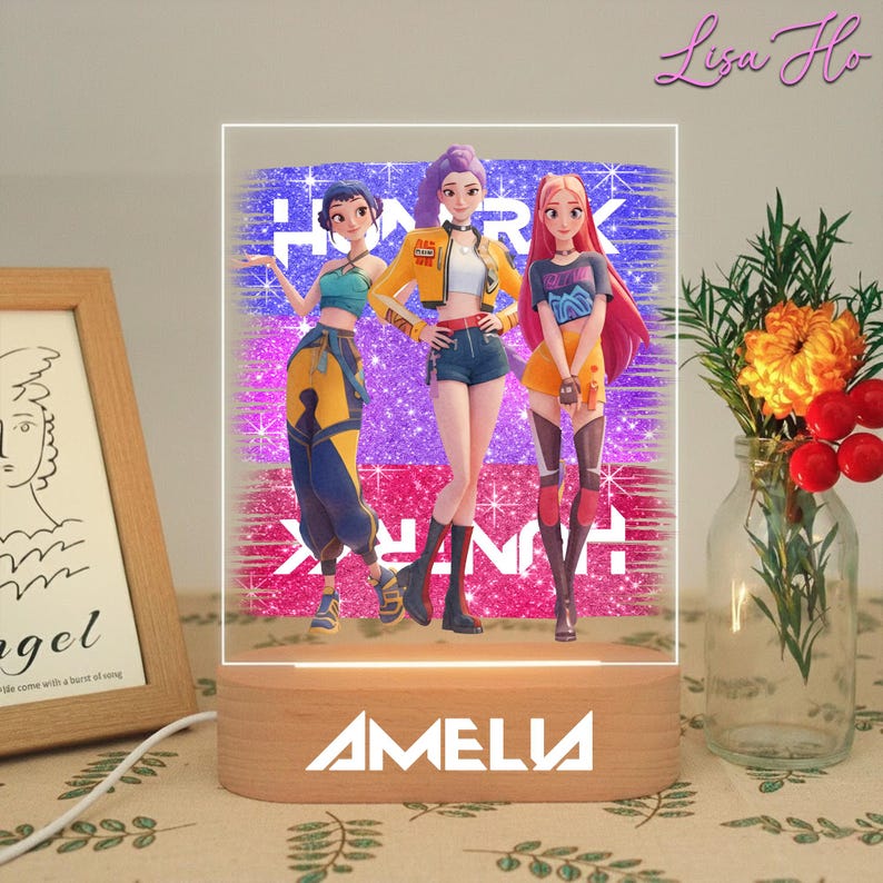 Custom Name K-pop Demon Hunters Huntrix Night Light, Personalized Name ...